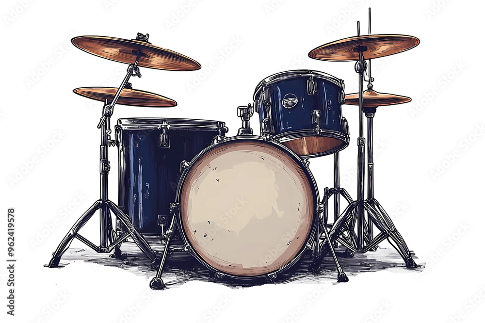 blue drum clipart illustration, with isolated transparent background ...