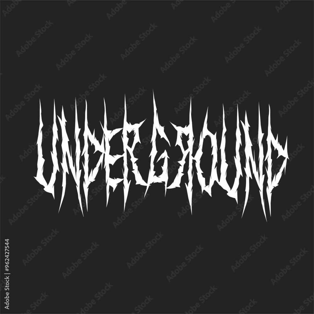Underground text typography with dark Gothic font type, black and white ...
