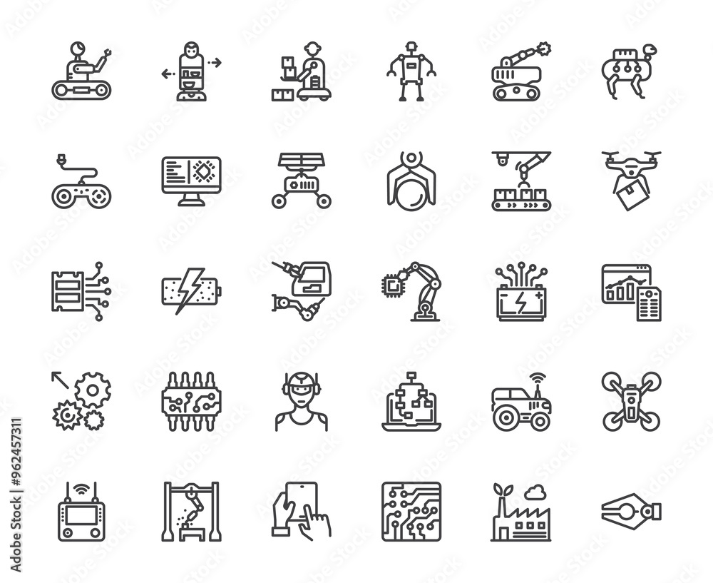 Robot icon set Stock Vector | Adobe Stock