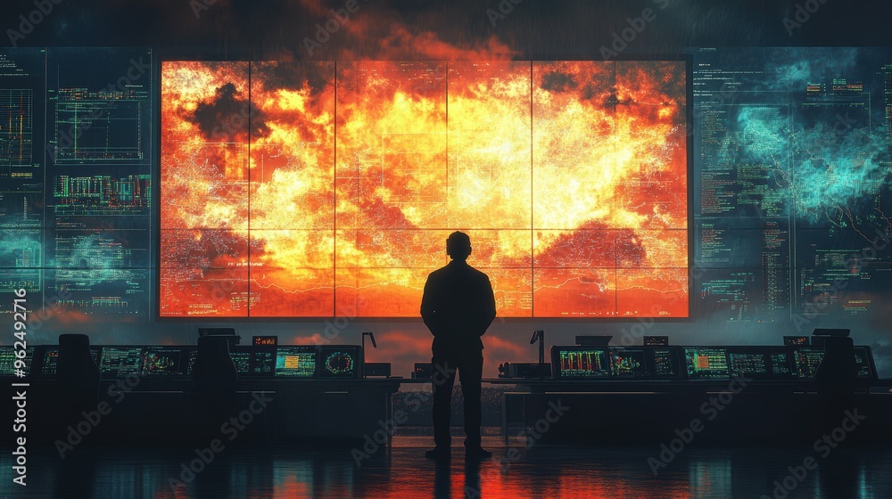 Forecasting the Elements: Meteorologist Silhouette Amid Weather Maps ...