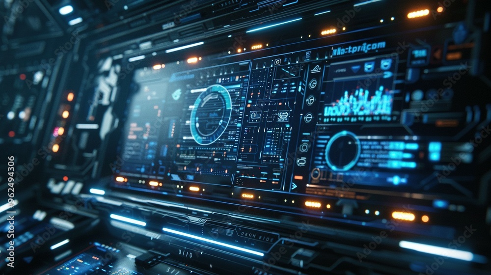 Futuristic Command Prompt on a Digital Interface with a Holographic ...