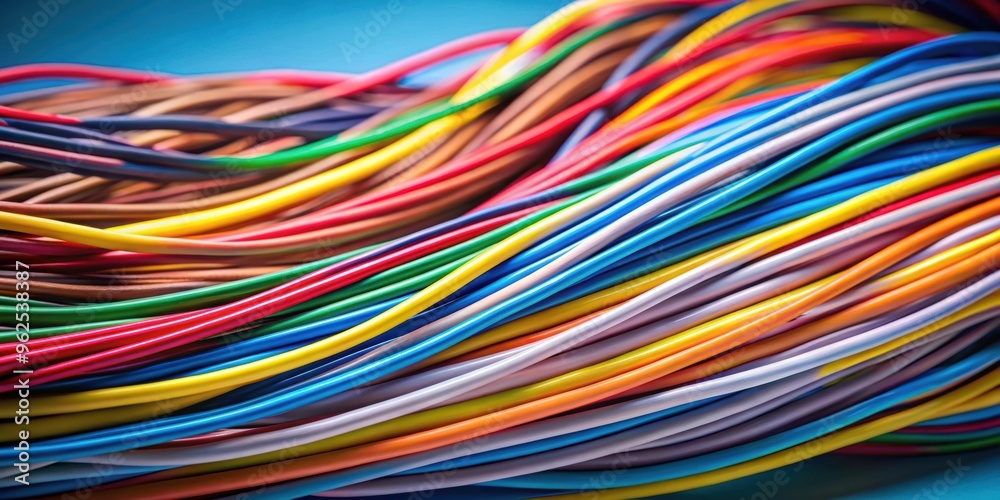 Colorful electrical cables and wires on a toned background, vibrant ...