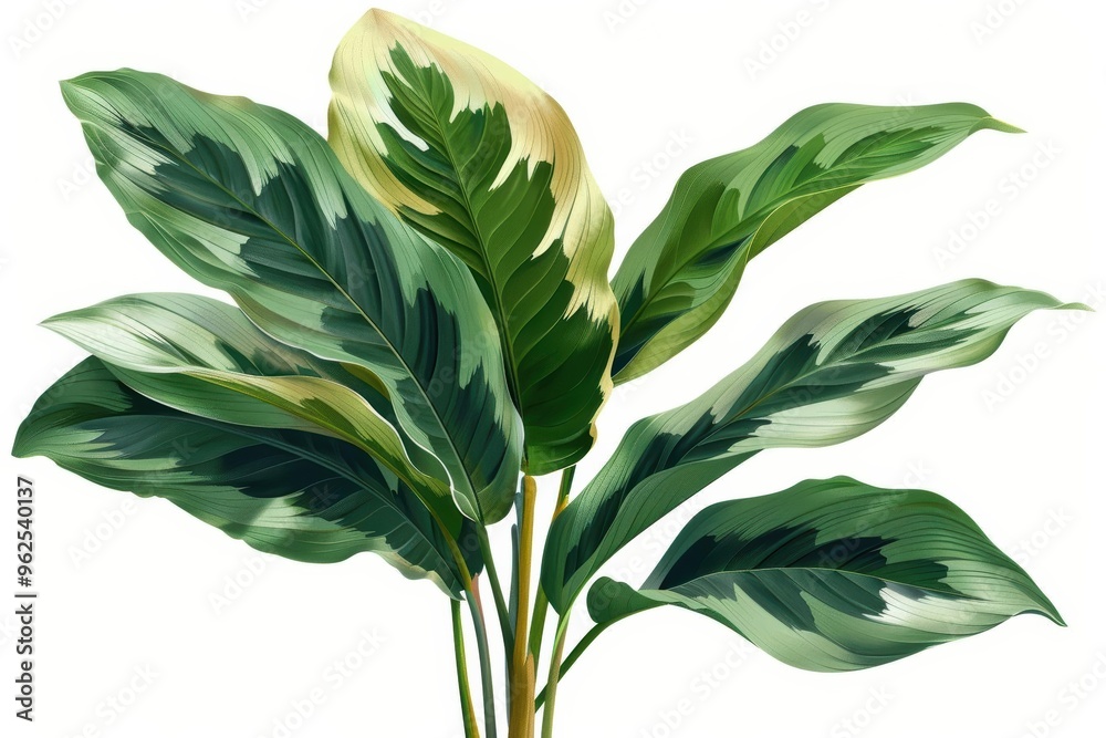 Calathea Leaf, tropical plant, vector art, fresh green, isolated on ...