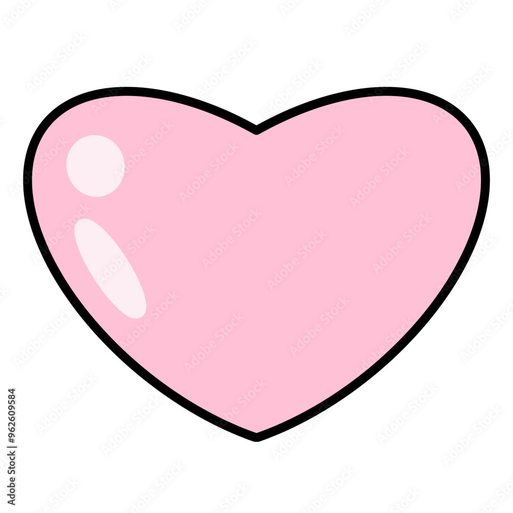 2D Cartoon Sweet Pink Heart On Transparent Background. PNG Image ...