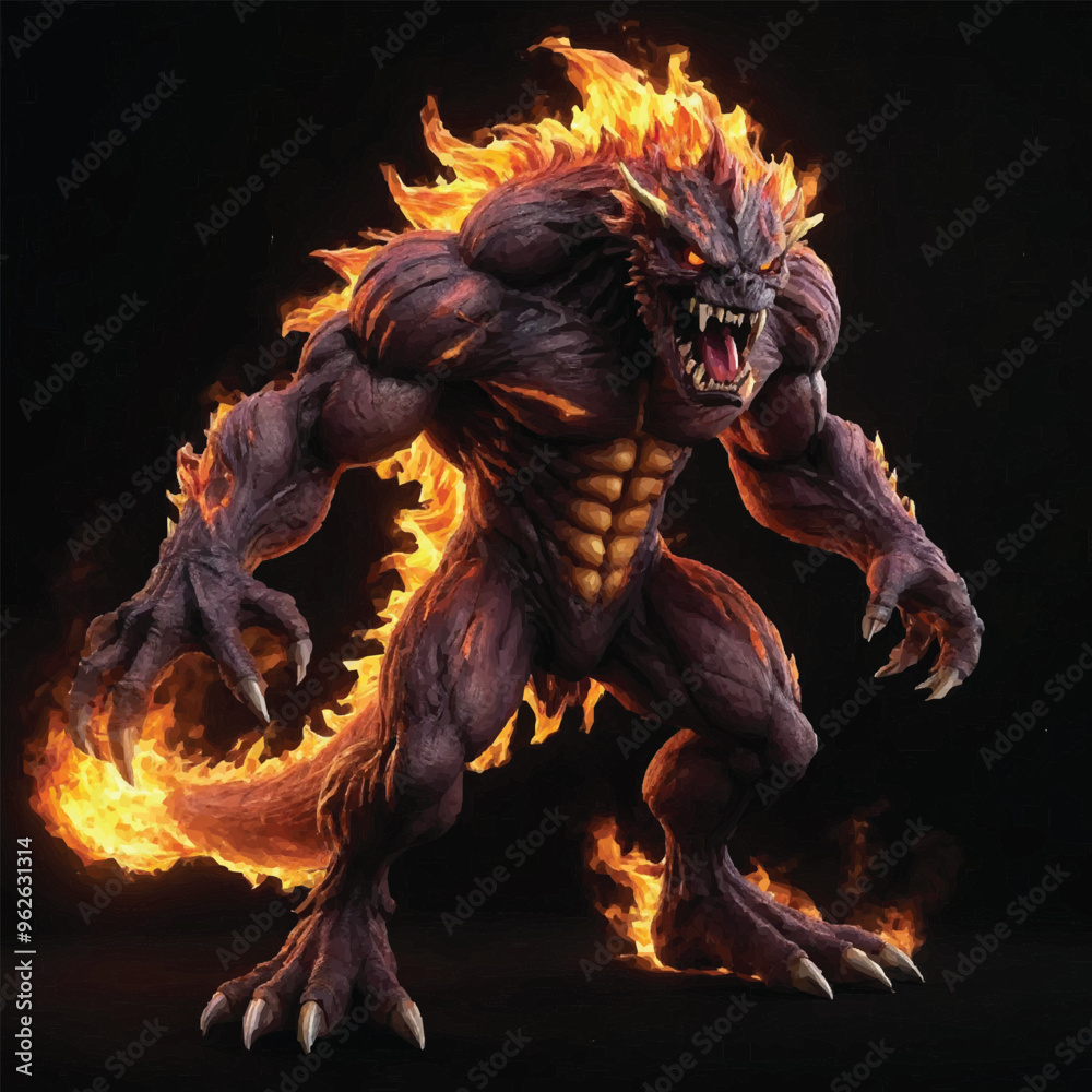 Fantasy RPG Game Character monsters and hero Icons Illustration. Hell warrior, demon, devil ...