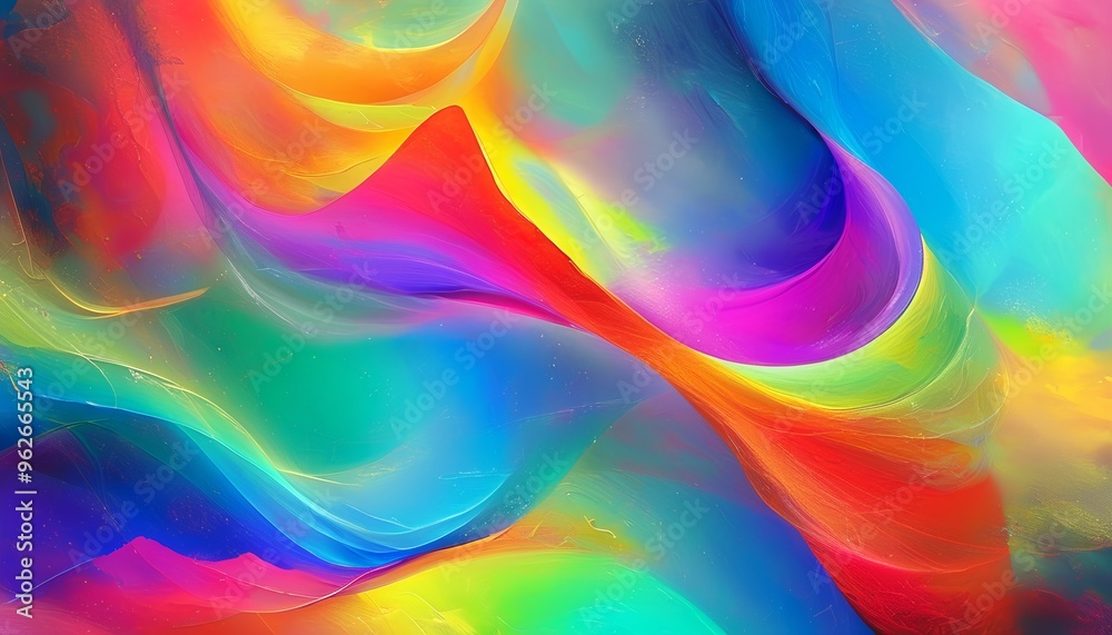 Colorful abstract art works show rich color levels and dynamic flow ...