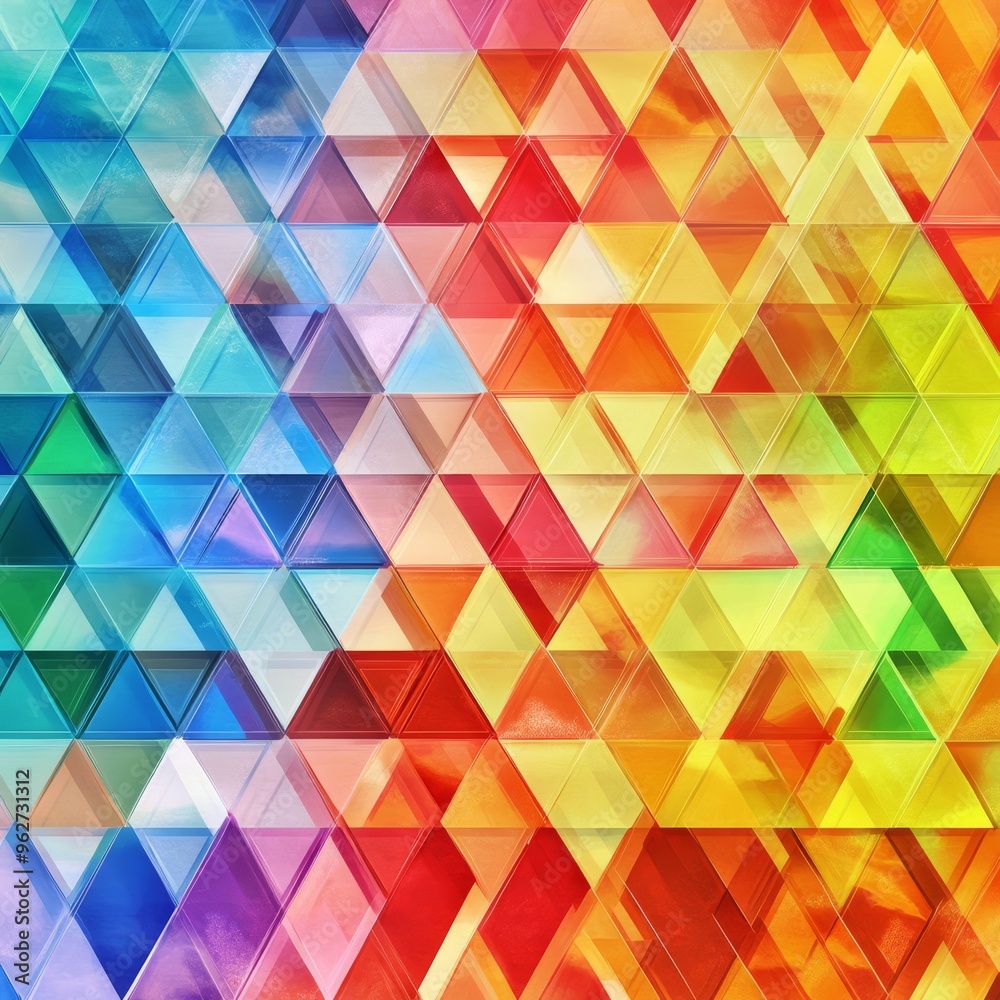A colorful layered triangular background that offers a vibrant and ...