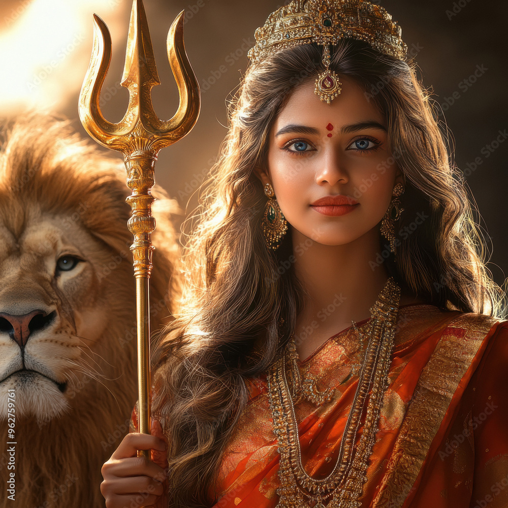 Beautiful south indian mother goddess Durga amman with blue eyes ...