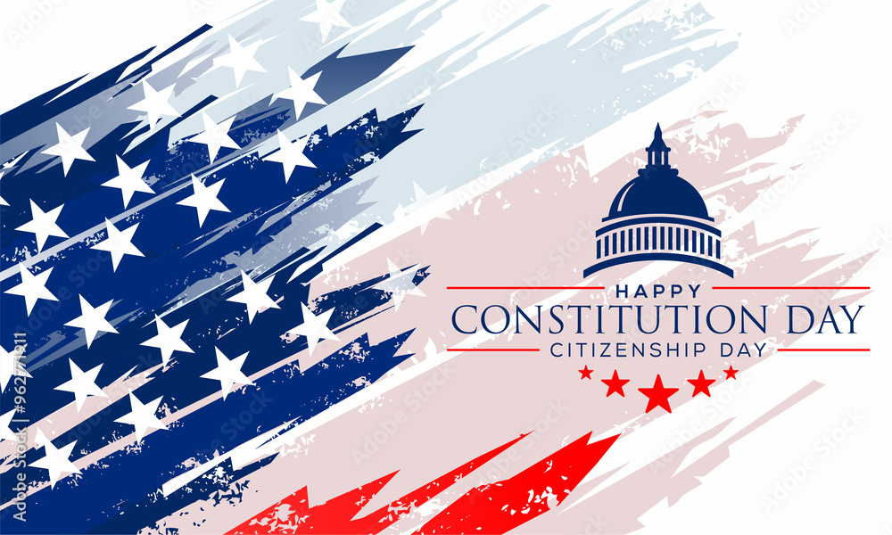 constitution and citizenship day background design with american flag ...
