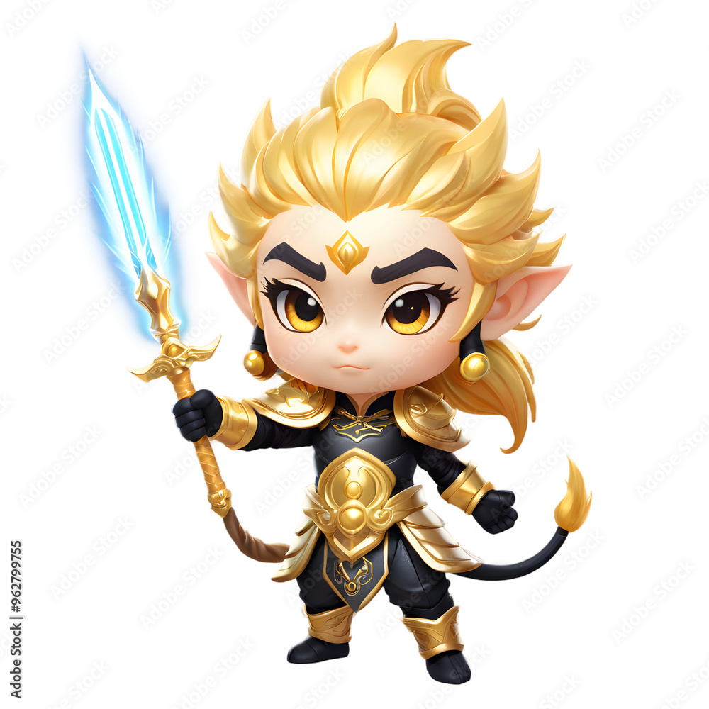 Cute cartoon Sun Wukong clipart, on transparent background, png, cutout ...
