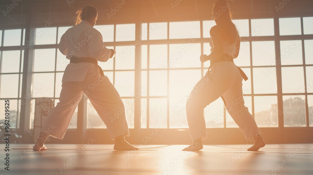 Dynamic Workout: Female Martial Artist Training a Leg Kick Technique ...