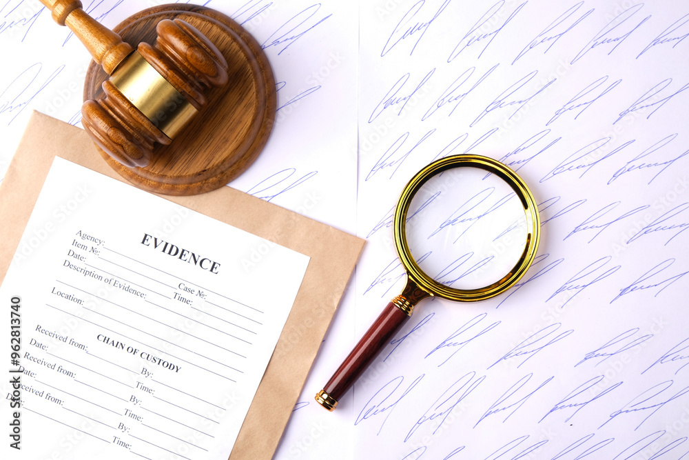 Forensic signature examination, fictitious signature samples against a ...