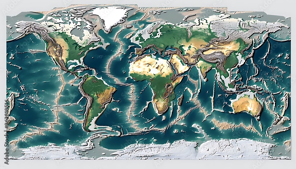 Ilustración de Stock World Map Tectonic Plates: A detailed 3D relief ...