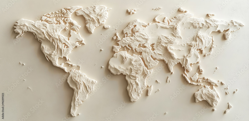 3d world map showing continents and oceans Stock Illustration | Adobe Stock