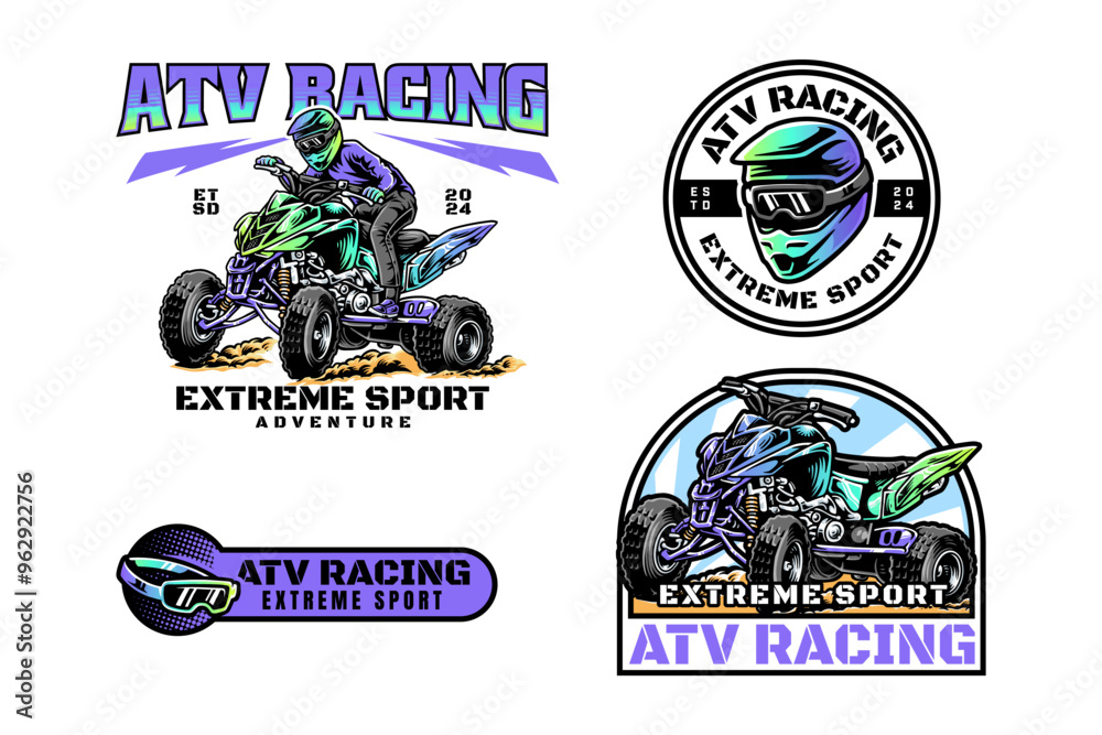 ATV rider and vehicle logo design for extreme sport. all terrain ...