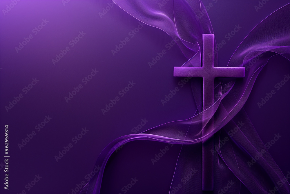 Ash Wednesday banner with stylized ash cross on a purple backdrop ...