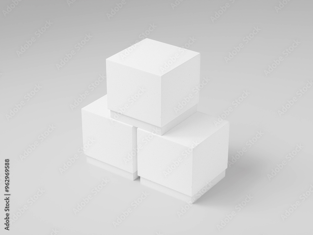 white short box mockup, square cube storage packaging container mockup ...