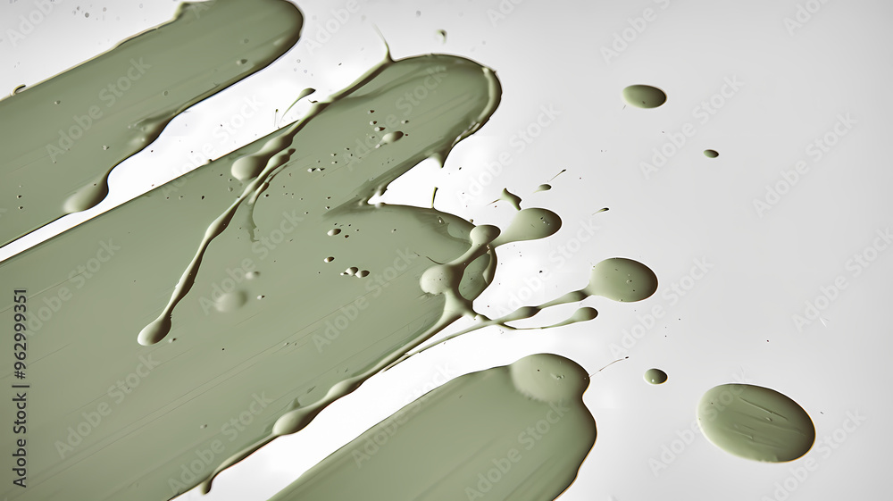 sage green paint splatter, muted green paint splash, isolated on white ...