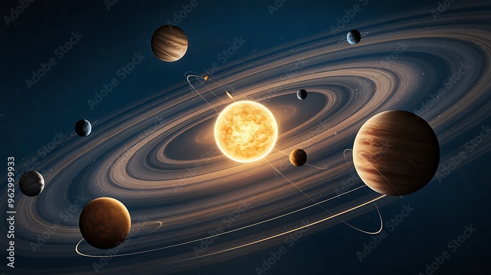 Planets Orbiting the Sun Visual Representation of Orbital Mechanics ...