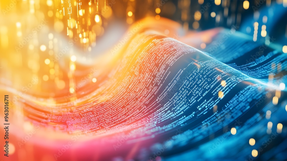 Abstract Digital Code with Bokeh Lights. Stock Illustration | Adobe Stock