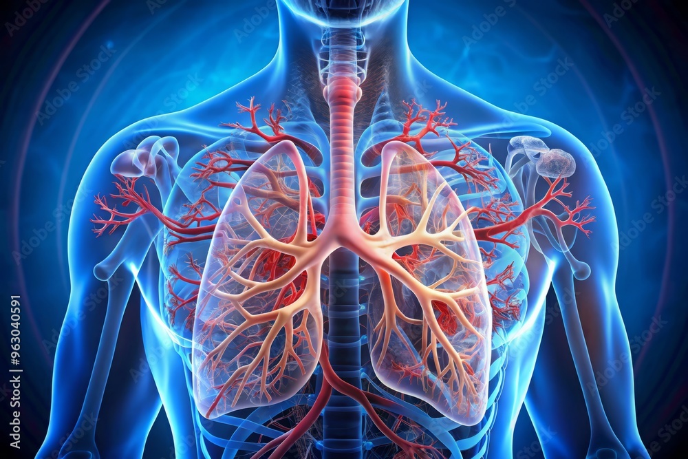 respiratory system anatomy diagram bronchi bronchioles lung alveoli 3d ...