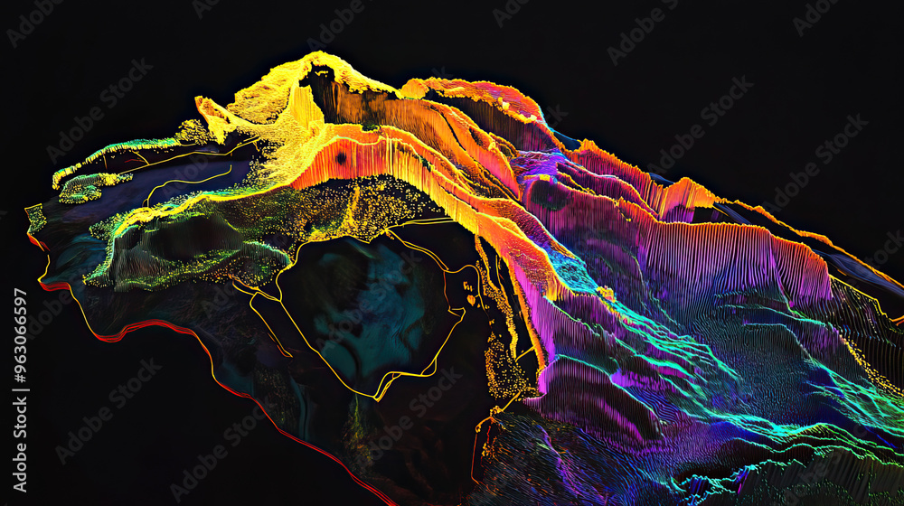 Technical aerial visual, 3D LiDAR GIS aerial map satellite scan model ...
