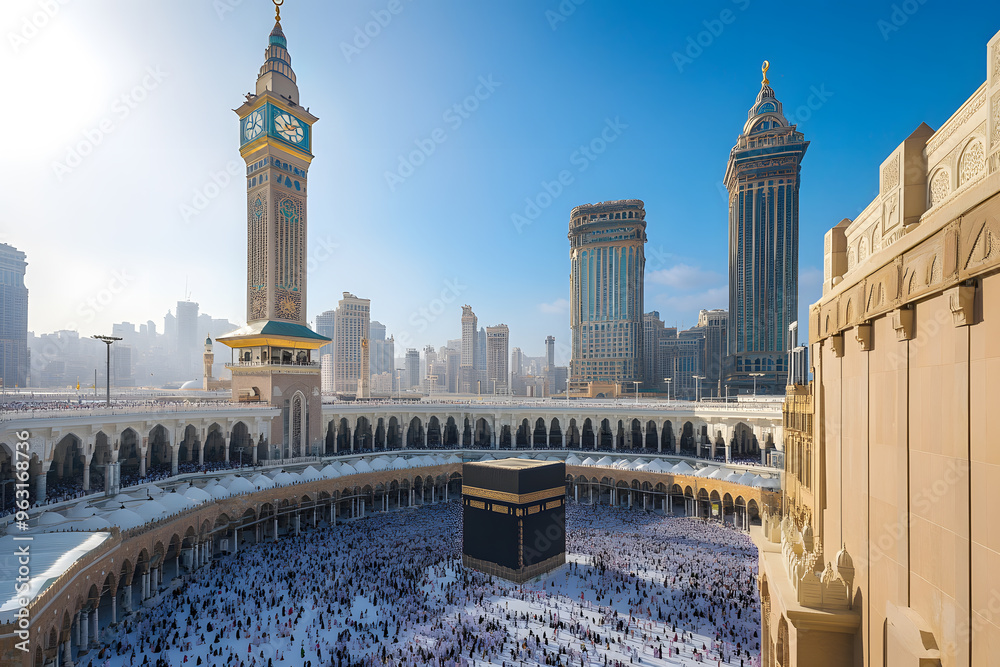 Breathtaking view of the Kaaba with thousands of pilgrims circling ...