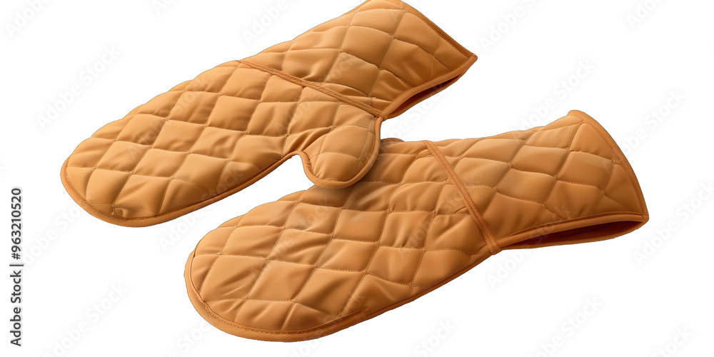Oven mitts with a quilted design, for safe handling of hot baking trays ...