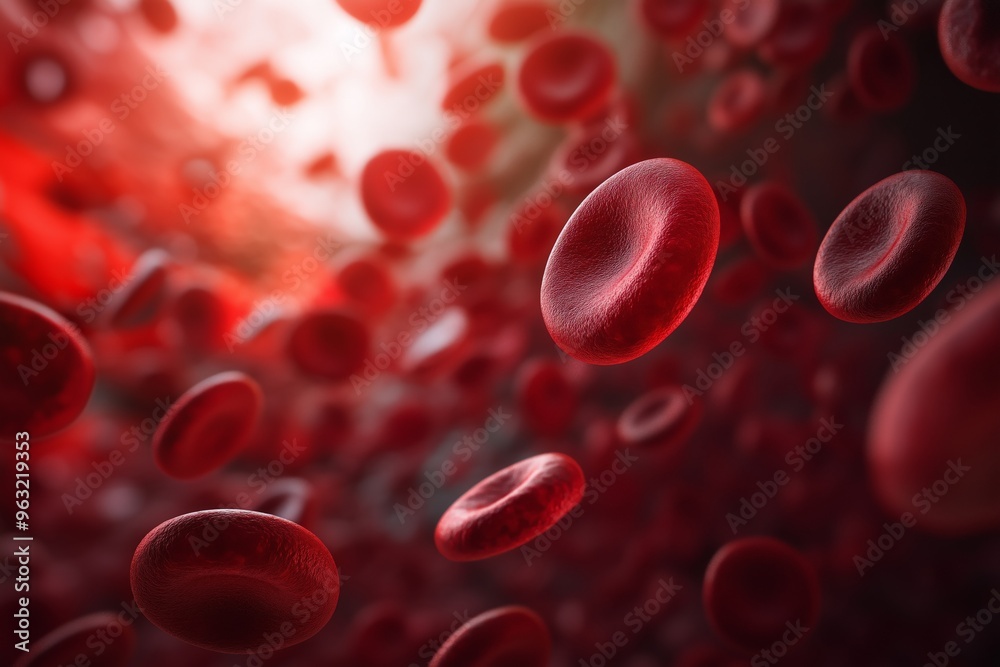 red blood cells in blood vessel Stock Photo | Adobe Stock