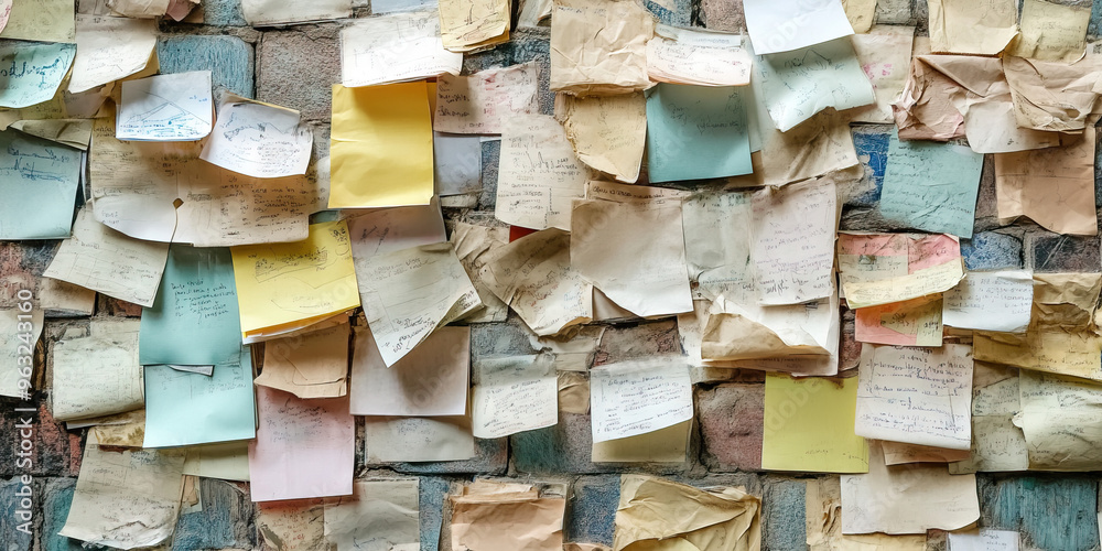 Wailing Wall of Information: A jumbled mess of sticky notes and printed ...