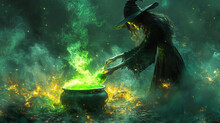 Halloween Witches Stir Cauldron Free Stock Photo - Public Domain Pictures