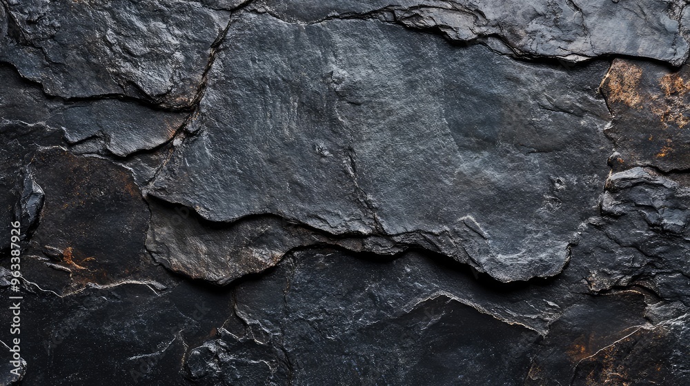 Textured black stone surface with a combination of rough and smooth ...