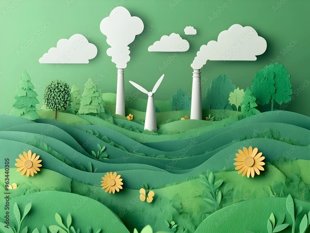 Corporate Paper Chart Detailing Carbon Emission Reduction Strategies ...