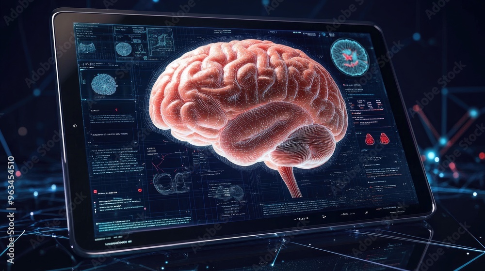 Diagram of the human brain with labeled regions and functions ...