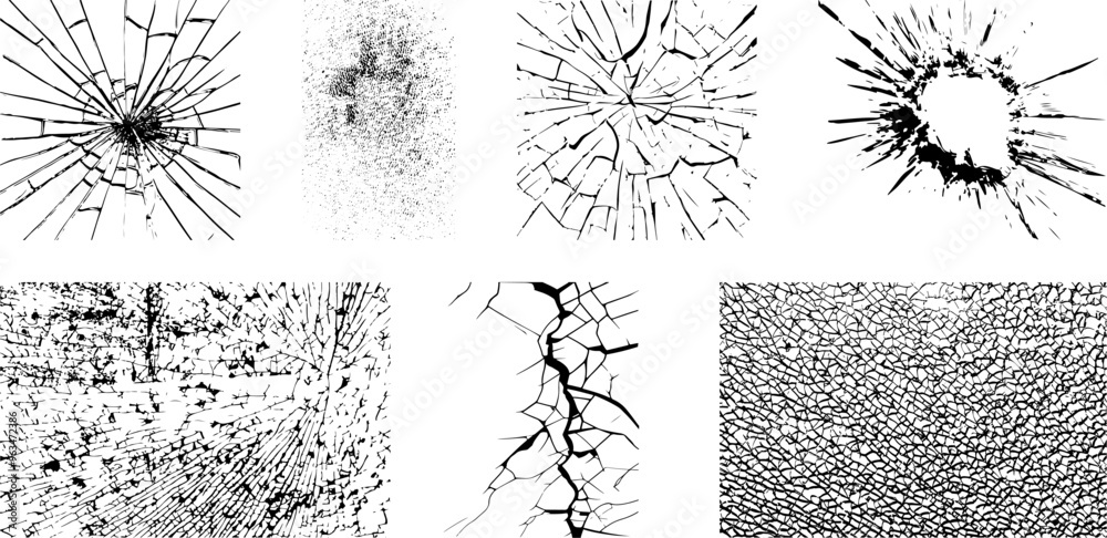 Set of Realistic Shattered Glass Vector Illustrations, Perfect for ...