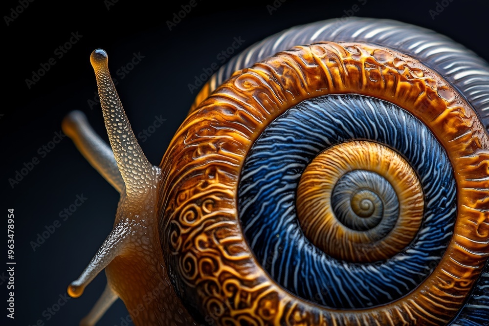 Macro photo of a snailâ€™s shell, spiraled and detailed capturing the ...
