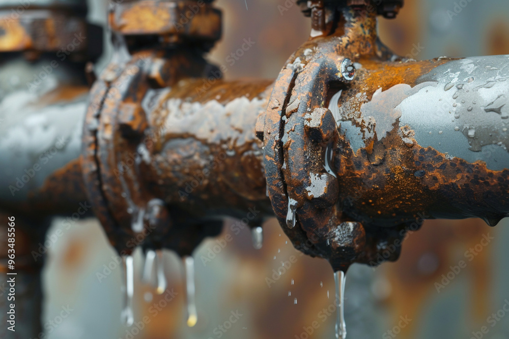 Water spraying out dripping. Plumbing construction fixing repairing ...