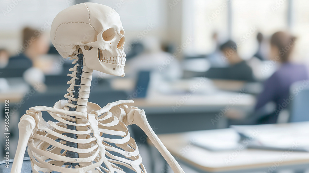 Medical Learning Tool: Human Skeleton Model Displayed in a Science ...