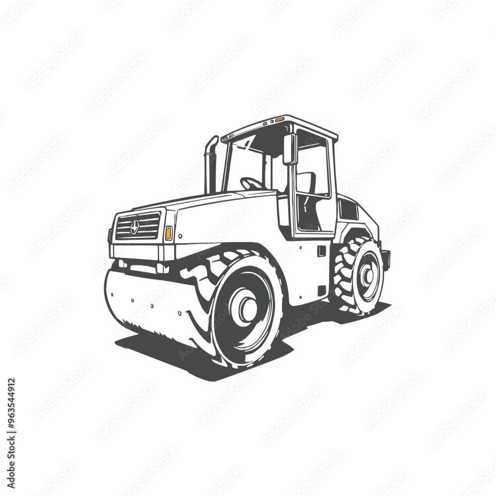 Road Roller vector artwork. Steamroller black and white clip art ...
