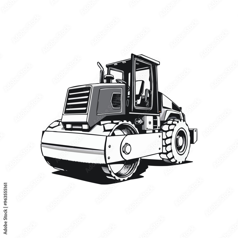Road Roller vector artwork. Steamroller black and white clip art ...