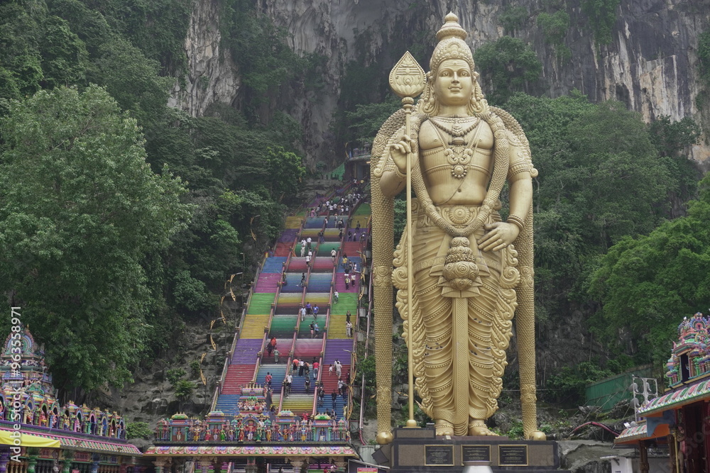 Lord Murugan Statue and Colorful Stairs at Batu Caves, Gombak, Selangor ...