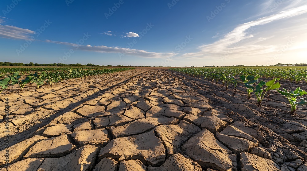 Foto de Stock A once-productive farmland now barren and dry, showing ...