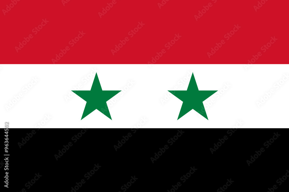 National Flag Syrian Arab Republic - vector, Syria - horizontal ...