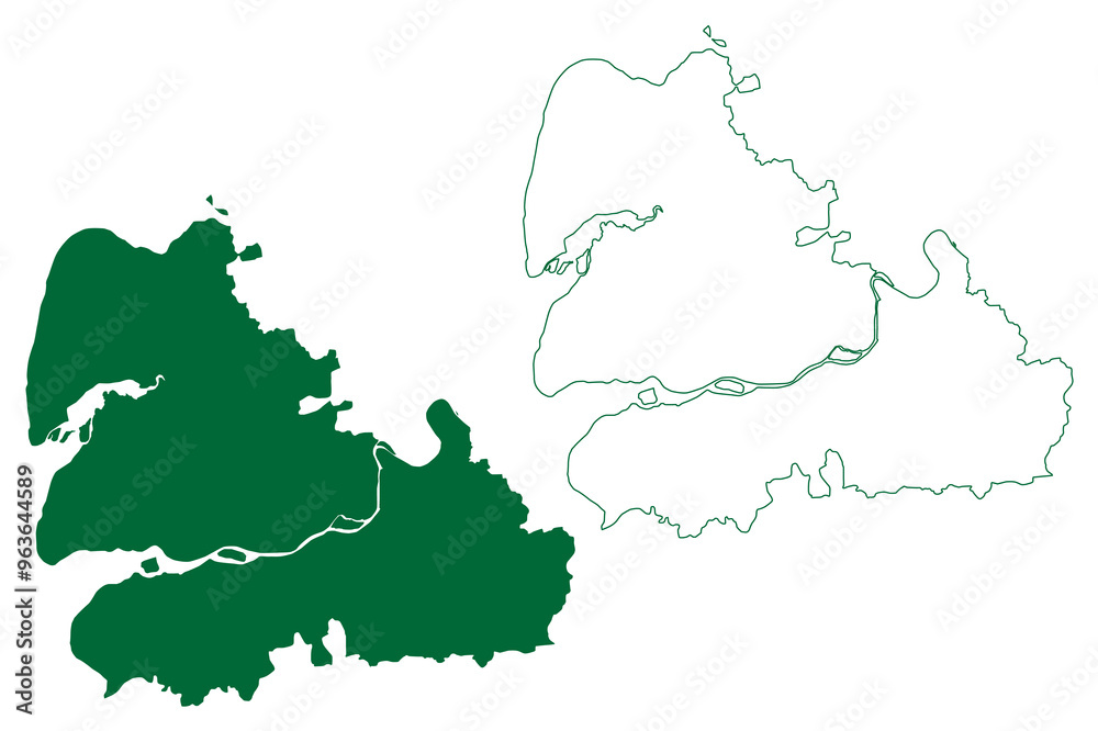 Bharuch district (Gujarat State, Republic of India) map vector ...