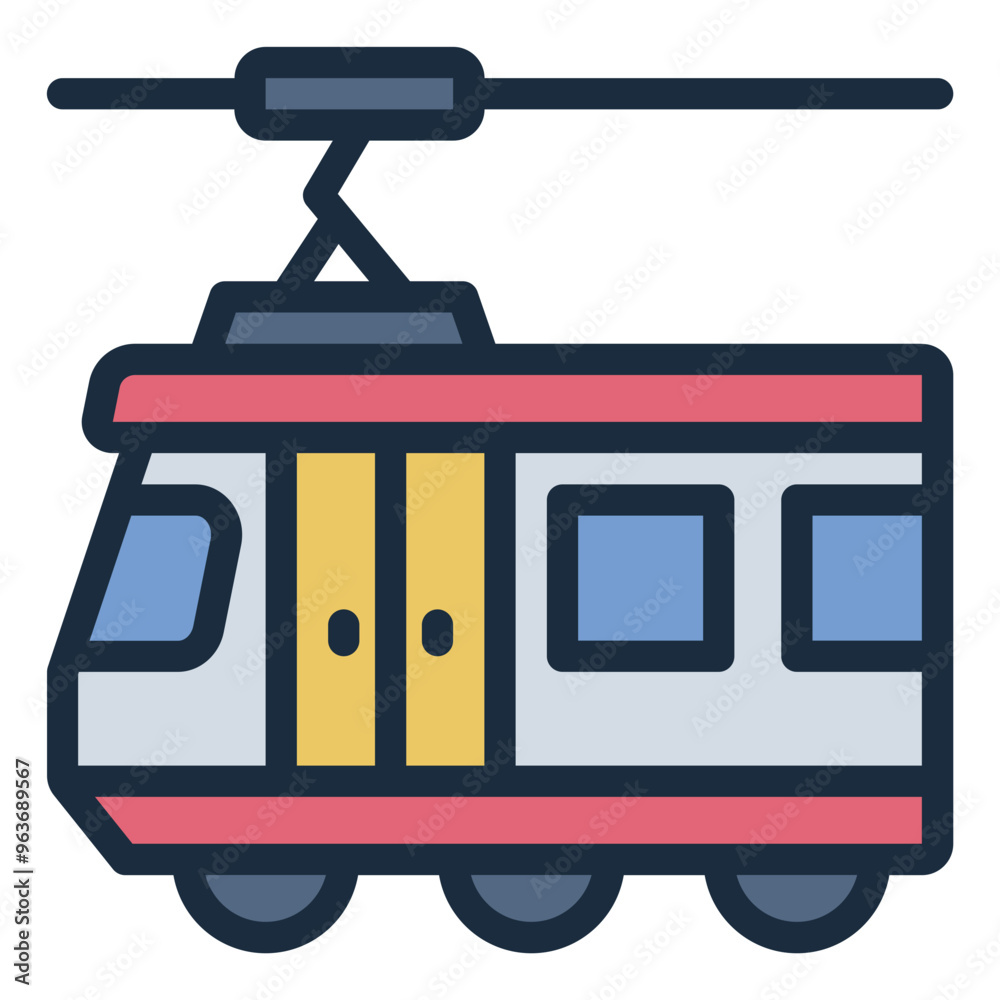 Tram icon representing a public transportation or light rail used for ...