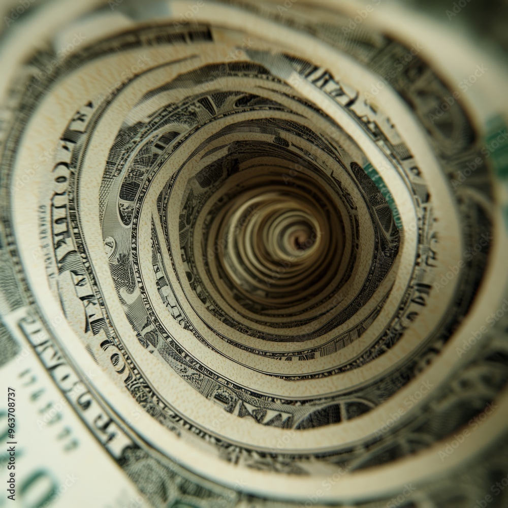 Money Spiral: 8K Ultra-High Resolution Image of Currency Growth Stock ...