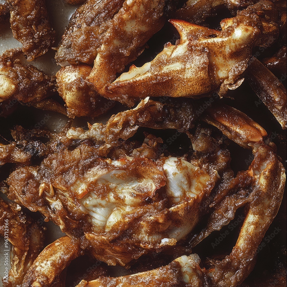 Crispy Soft-Shell Crab: Close-up Macro Photo in 4K Ultra-High ...