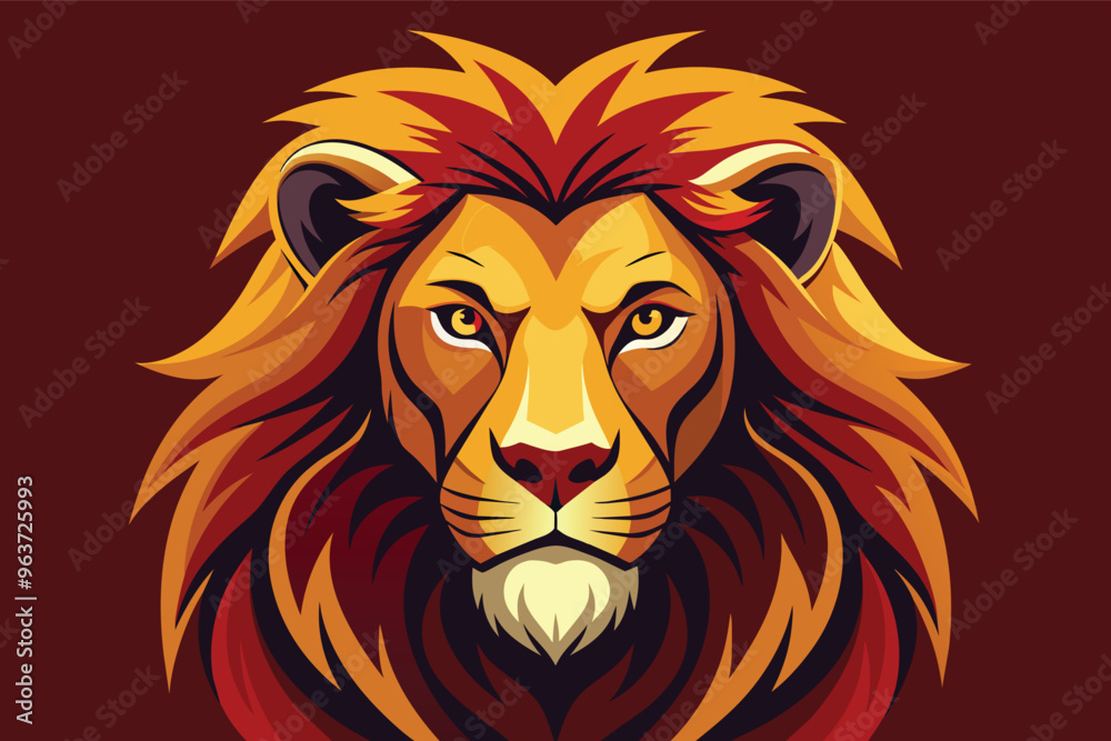 Fierce lion head illustration in fiery colors. Perfect for powerful ...