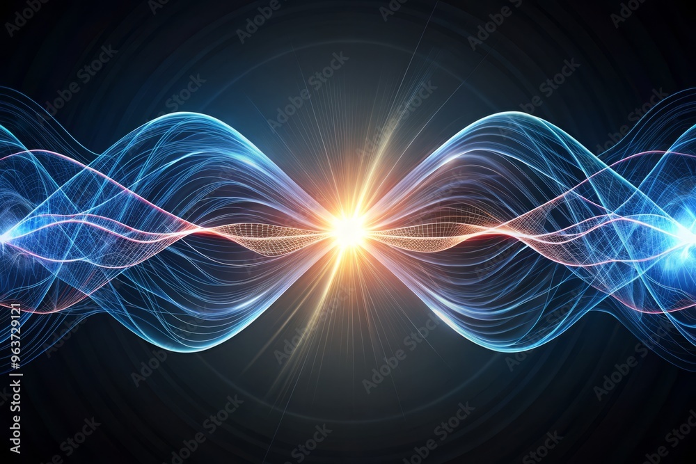 Electromagnetic waves propagating through a wire, depicted as flowing ...