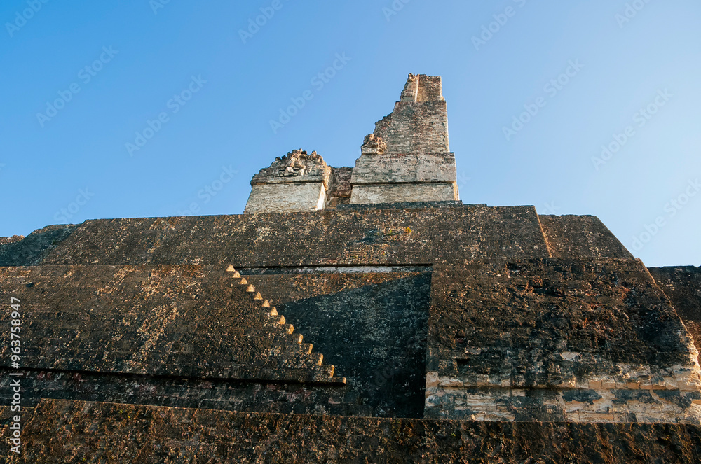 Pyramid in the Peten Guatemala, Temple of the Moon or Temple II, is a ...